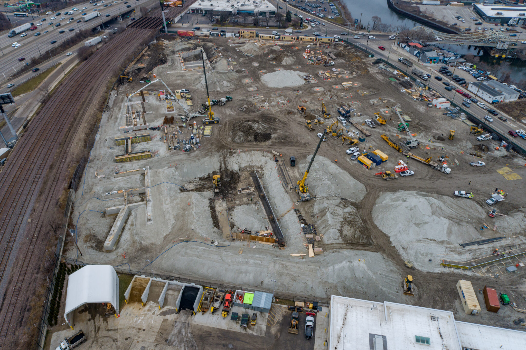 Drone View of Construction Progress for Chicago's First Multi-Story ...