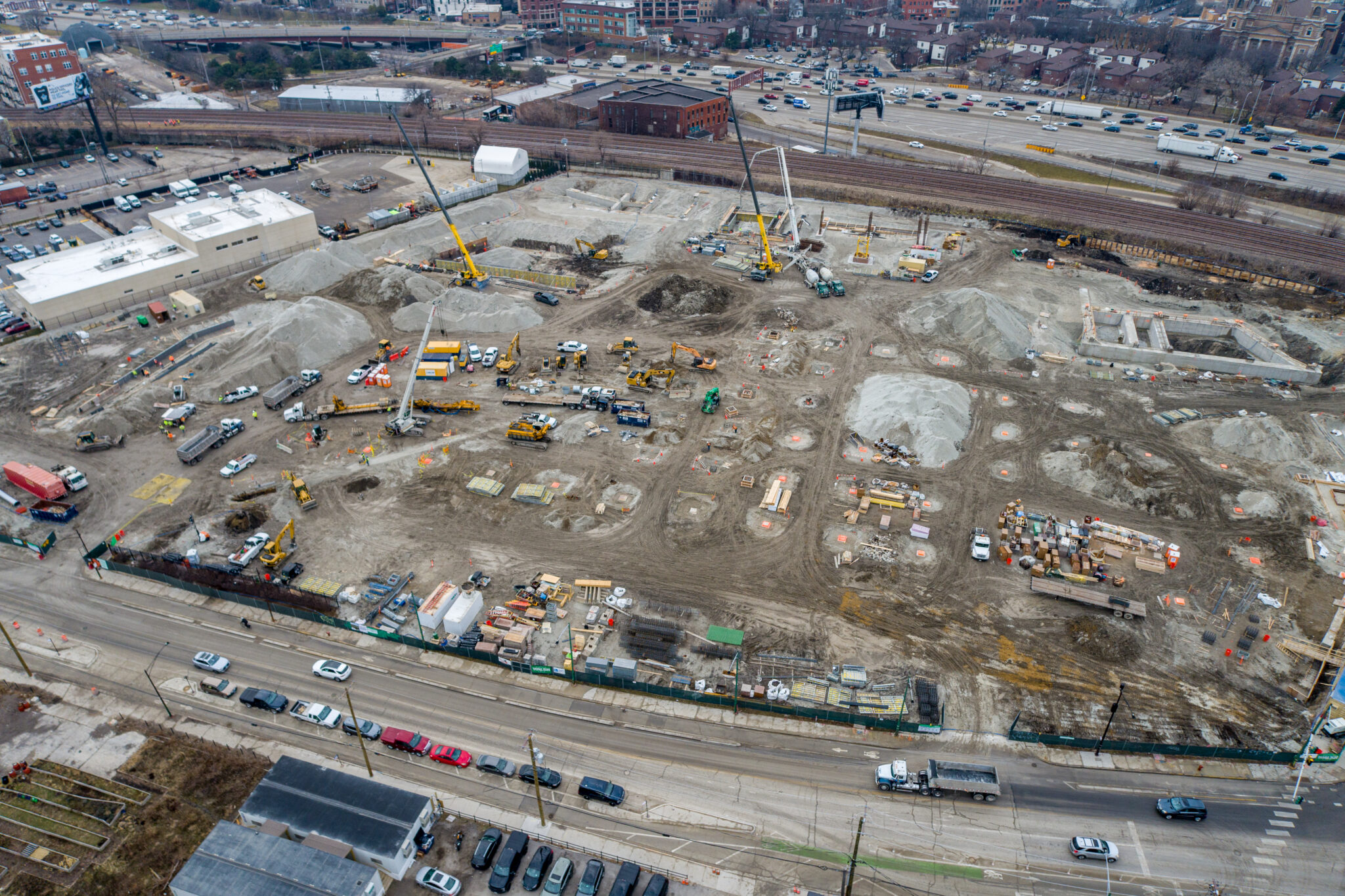 Drone View of Construction Progress for Chicago's First Multi-Story ...