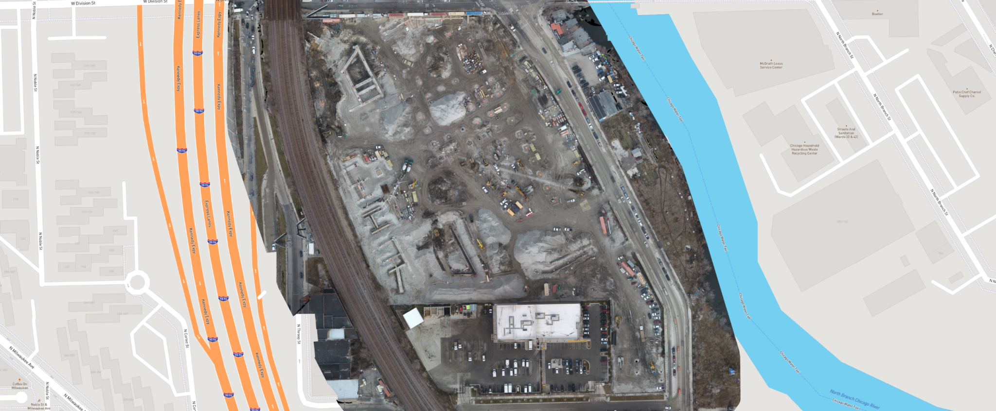 Drone View of Construction Progress for Chicago's First Multi-Story ...